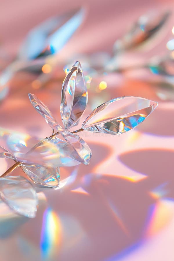 Botanical Elements Appear To Float Gently, Refracted through a Glass ...