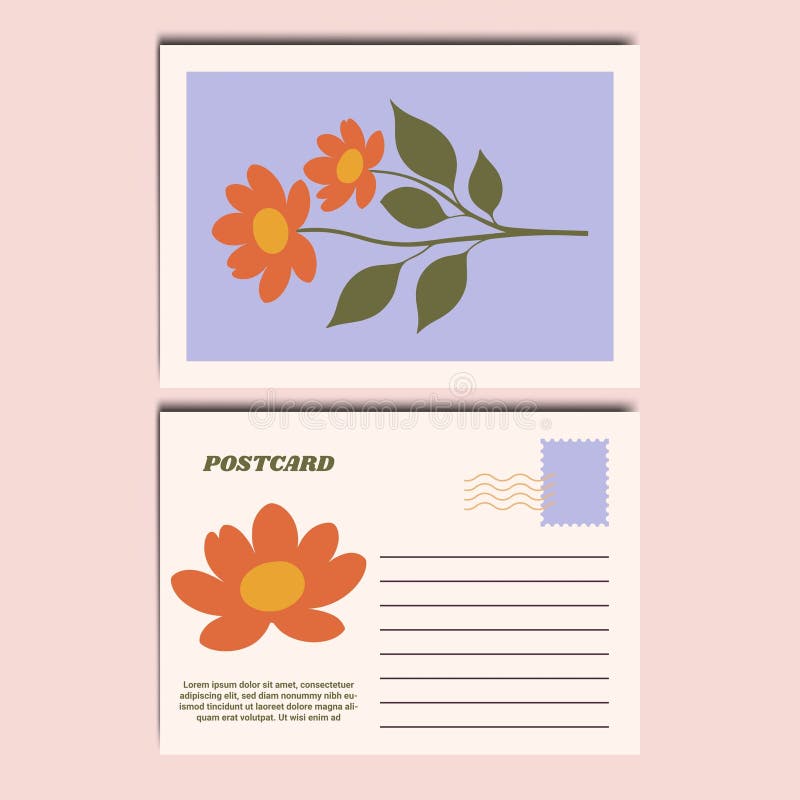 Botanical Floral Postcard Design Stock Vector - Illustration of nature ...