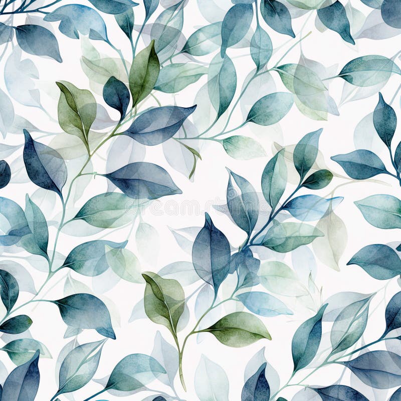 Botanical Foliage Leaves Texture, Seamless Pattern. Generative AI Stock ...