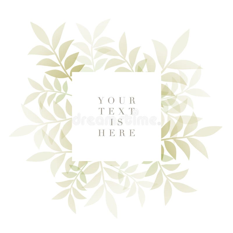 Botanical Frame of Delicate and Stylized Leaves and Sample Text Stock ...