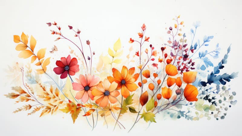 Botanical Frame from Fall Foliage and Flower, Beginning of Autumn ...