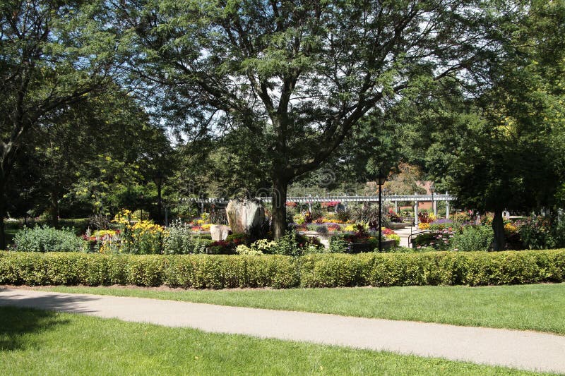 Botanical Garden with Paths Pathways Wood Overpass Structure Plants ...