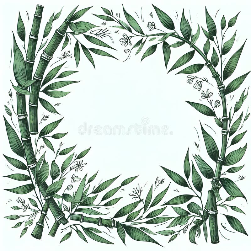 Botanical Geometry: Bamboo Leaves in Square Frame on White, Isolated ...
