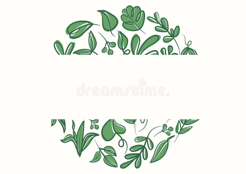 Botanical Green Floral Leaves Background with Copy Space for Text Stock ...
