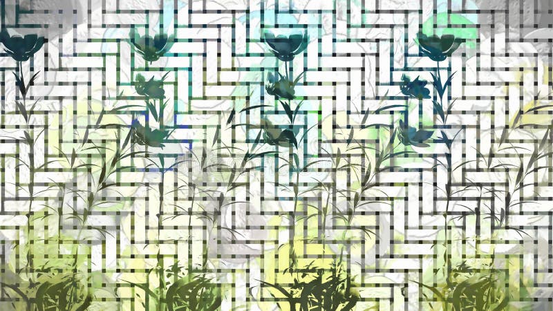 Botanical Grid Art Flowers Digital Stock Illustration - Illustration of ...