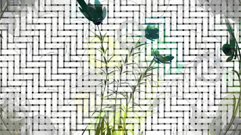 Botanical Grid Art Flowers Digital Stock Illustration - Illustration of ...