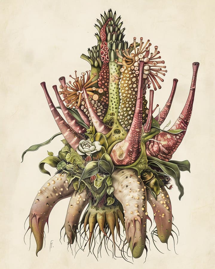 Botanical Illustration of Ancient Plants Stock Illustration ...