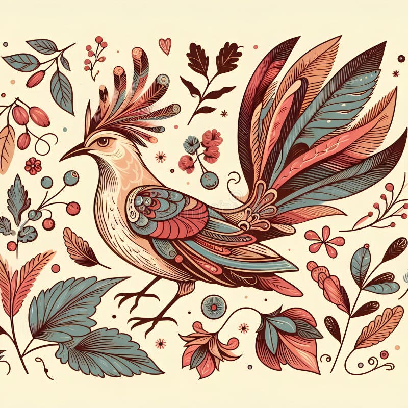 A Botanical Illustration of the Bird with Detailed Annotations and ...