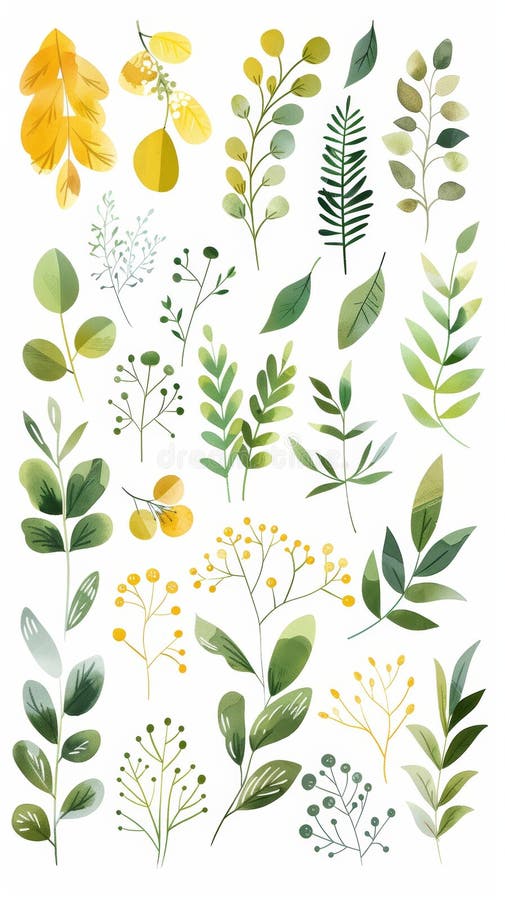 This Botanical Illustration Features Berries, Leaves, and Various ...