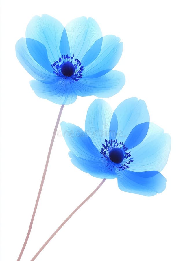 Botanical Ink Design with Transparent X-ray Flowers on a Background ...