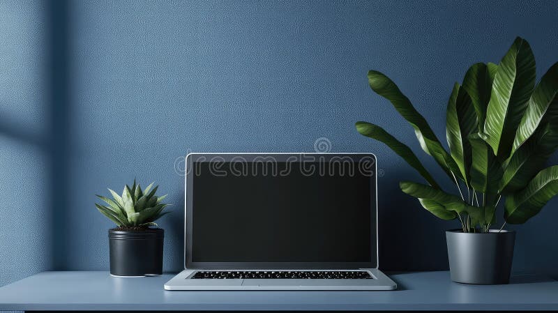 Botanical laptop and plant stock illustration. Illustration of ...