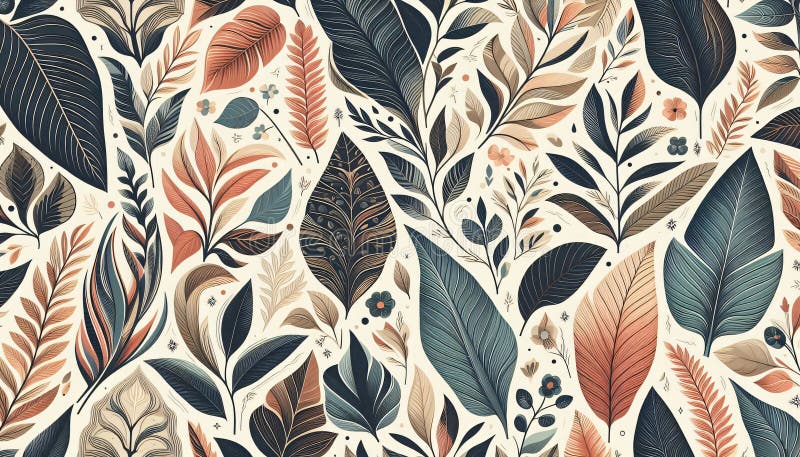 Botanical Leaves Patern Vector Background Stock Illustration ...