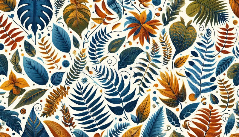 Botanical Leaves Patern Vector Background Stock Illustration ...