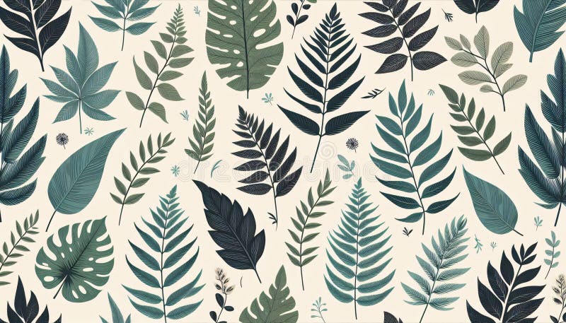 Botanical Leaves Patern Vector Background Stock Illustration ...