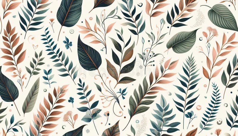 Botanical Leaves Patern Vector Background Stock Illustration ...