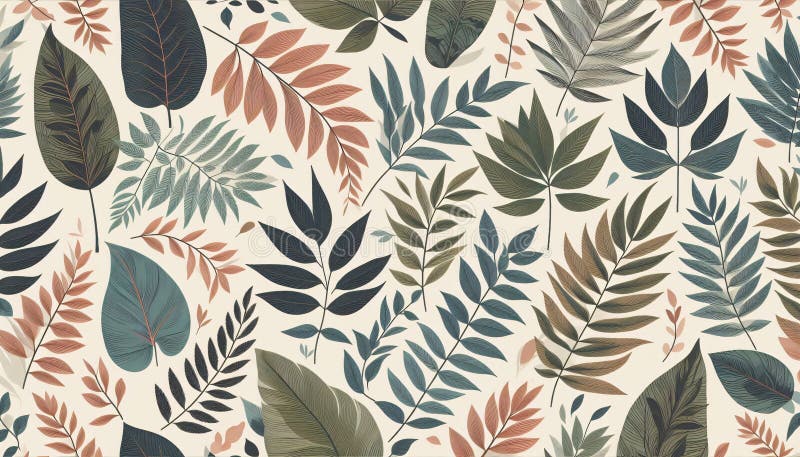 Botanical Leaves Patern Vector Background Stock Illustration ...