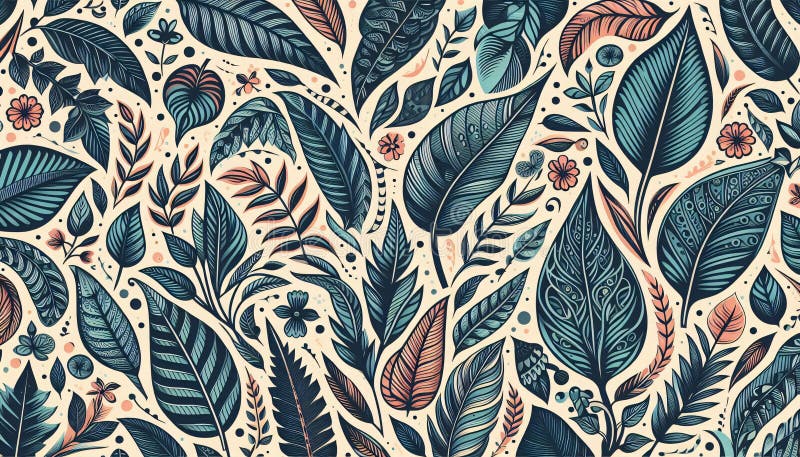 Botanical Leaves Patern Vector Background Stock Illustration ...