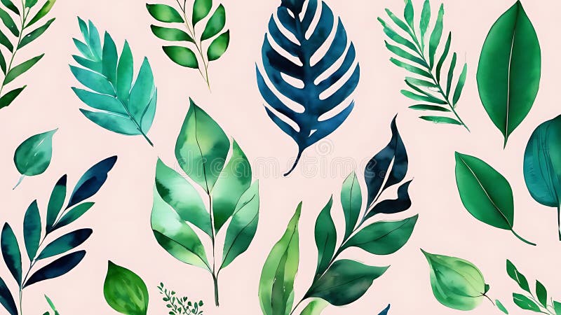 Botanical Leaves Patterns Patterns WATERCOLOE ILLUSTRATION Generative ...