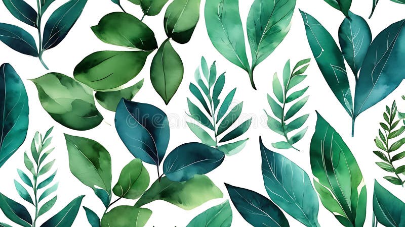 Botanical Leaves Patterns Patterns WATERCOLOE ILLUSTRATION Generative ...