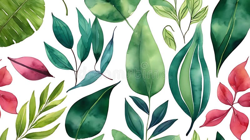 Botanical Leaves Patterns Patterns WATERCOLOE ILLUSTRATION Generative ...