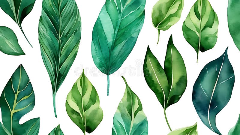 Botanical Leaves Patterns Patterns WATERCOLOE ILLUSTRATION Generative ...