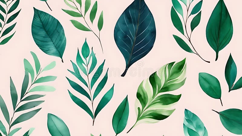 Botanical Leaves Patterns Patterns WATERCOLOE ILLUSTRATION Generative ...