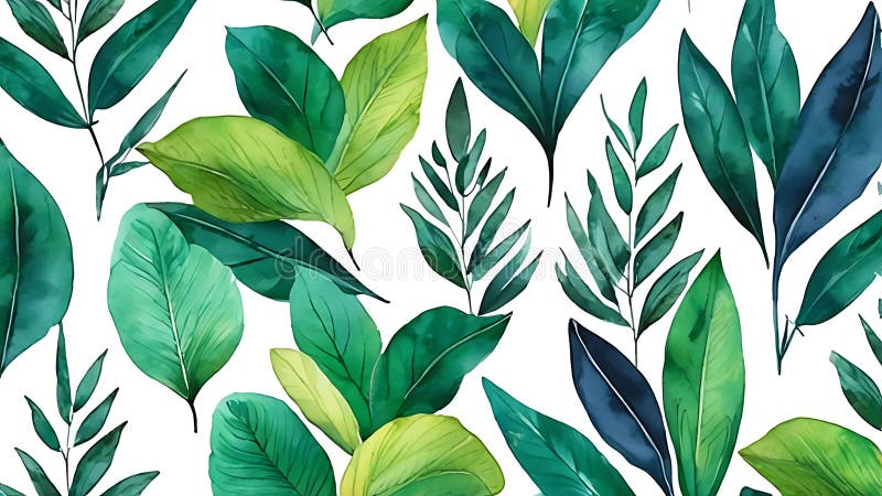 Botanical Leaves Patterns Patterns WATERCOLOE ILLUSTRATION Generative ...