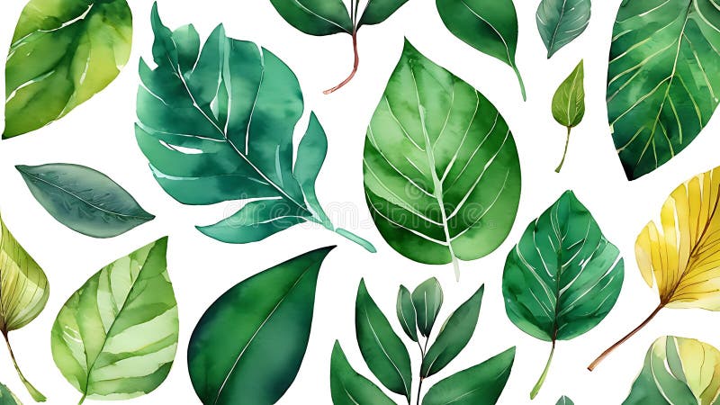 Botanical Leaves Patterns Patterns WATERCOLOE ILLUSTRATION Generative ...