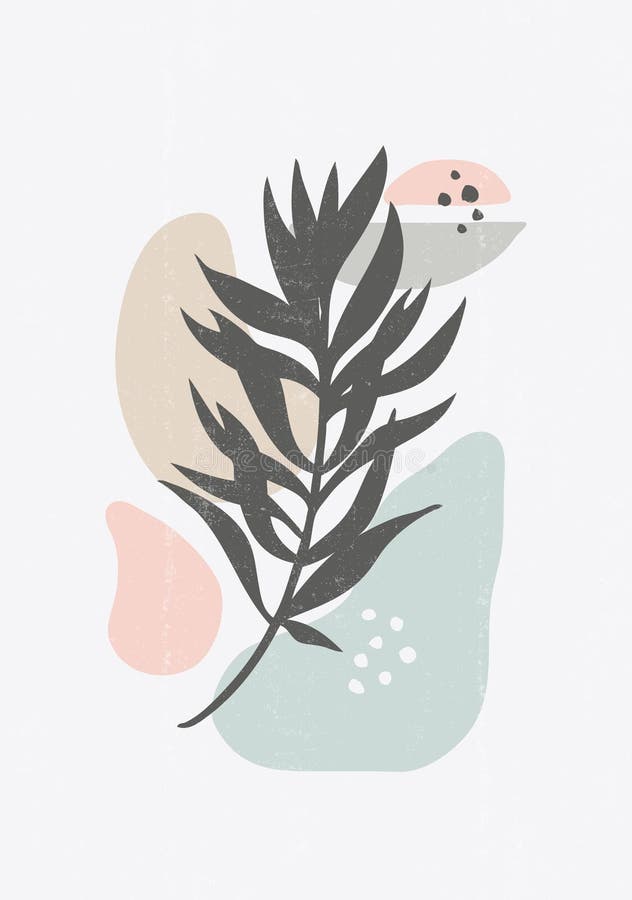 Botanical Leaves Print Boho Minimalist Wall Art Stock Vector