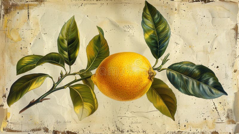Botanical Lemon Illustration - Generative Ai Stock Illustration ...