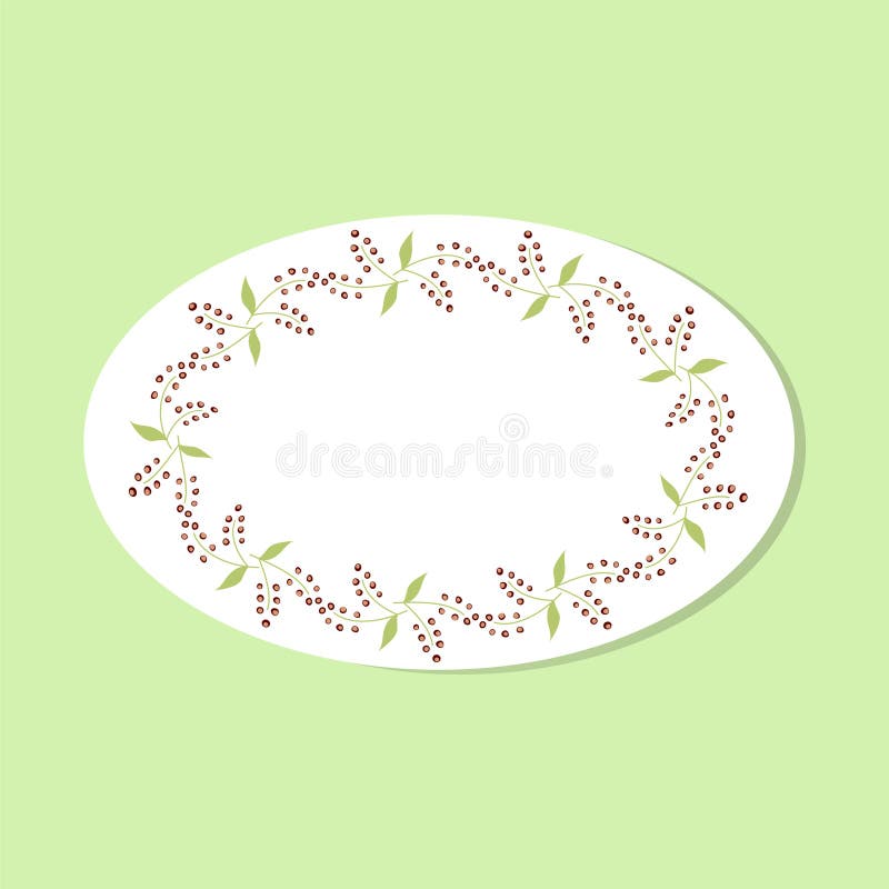 Botanical Oval Frame. Flat Style Beautiful Flowers and Leaves Oval Card ...