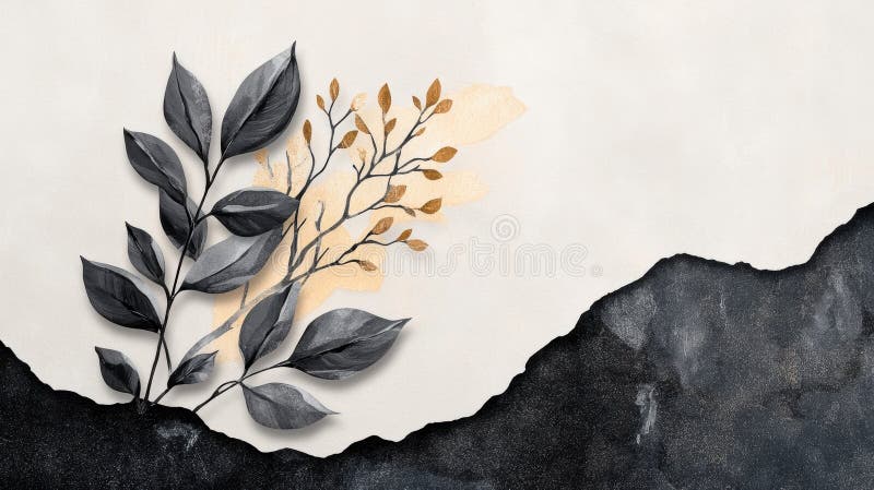 Botanical Paper Collage, a Rustic Abstract Collage Featuring Torn Edges ...