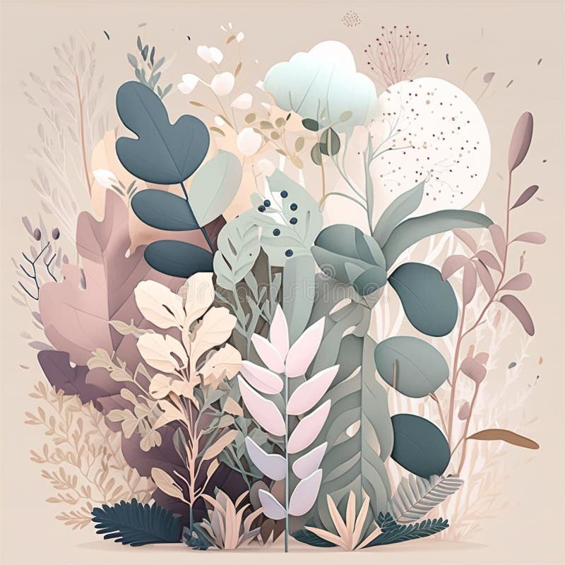 Botanical Pastel Illustration, Created with Generative AI Stock ...