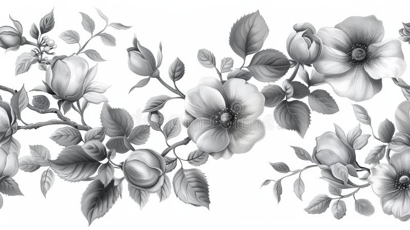 Botanical Pattern, Graceful Vines and Delicate Floral Motifs Intertwine ...