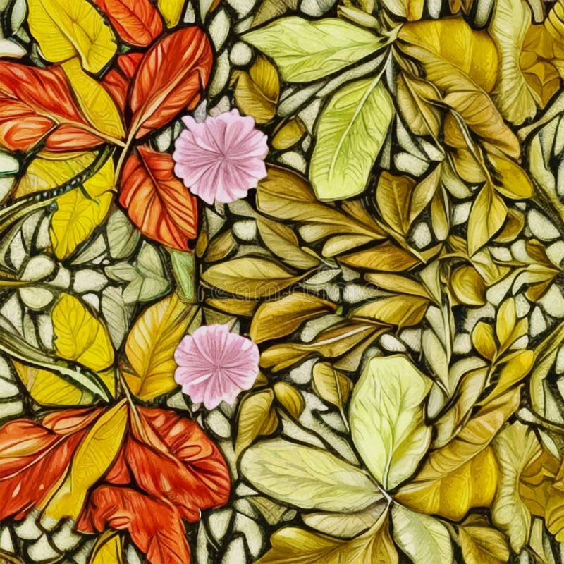 Watercolor Painting . Botanical Pattern Inspired by the Work of Morris ...