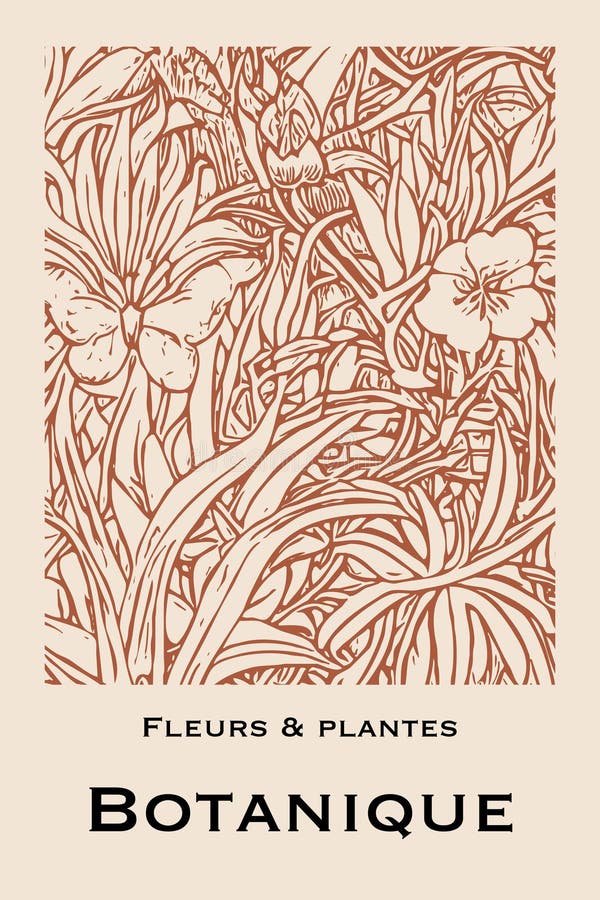 Botanical Pattern for Printing on Wall Decorations in a Contemporary ...