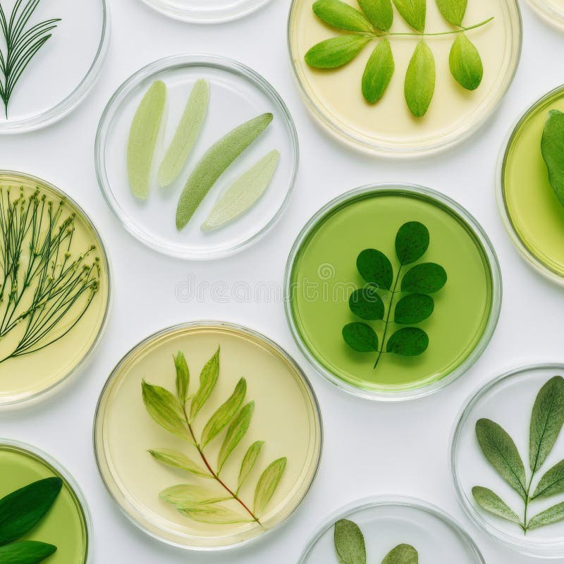Botanical Research Petri Dish Composition, Green Leaf Samples, Nature Science, Plant Study ...