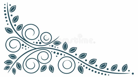 Botanical Scroll Design: Flowing Leaf Pattern Element, Vector Design ...