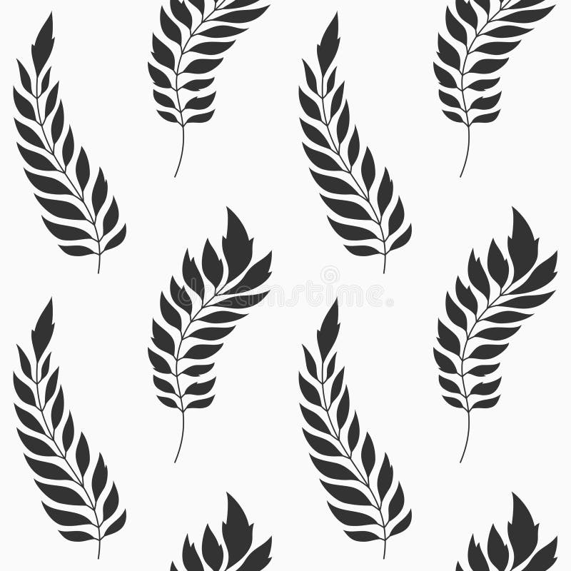 Botanical Seamless Pattern. Branches with Leaves Silhouettes Pattern ...