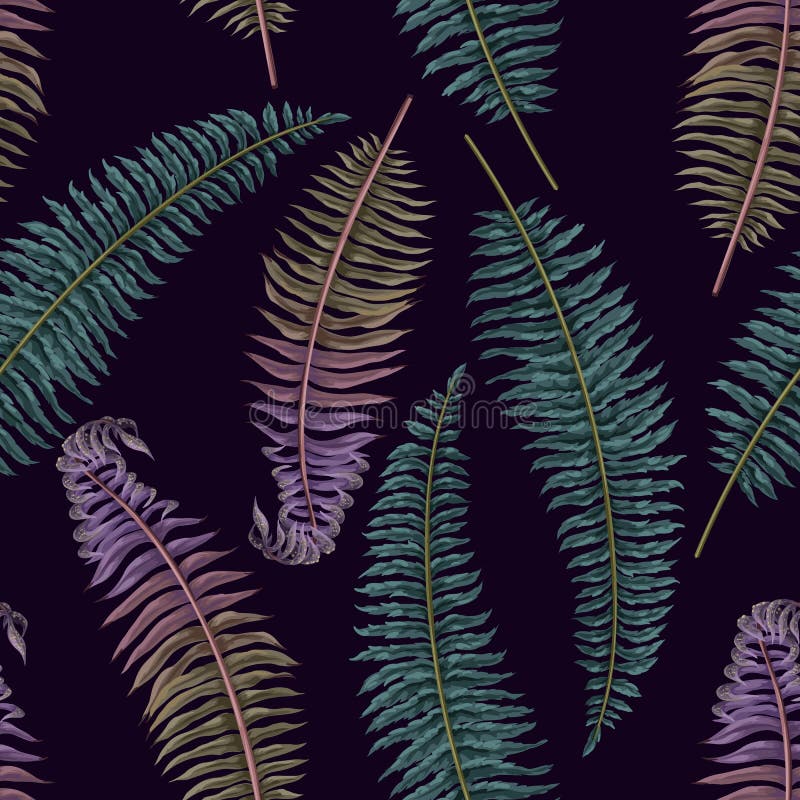 Botanical Seamless Pattern with Ferns. Vector. Stock Vector ...