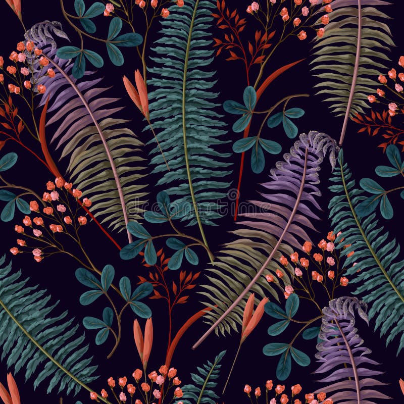 Botanical Seamless Pattern with Ferns. Vector. Stock Vector ...