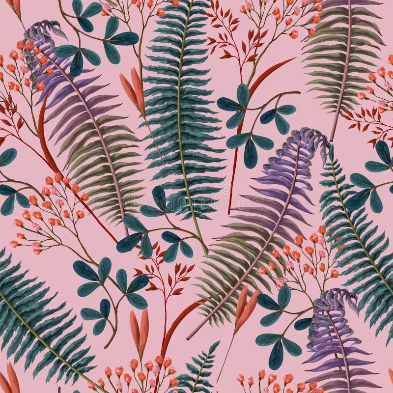 Botanical Seamless Pattern with Ferns. Vector. Stock Vector ...