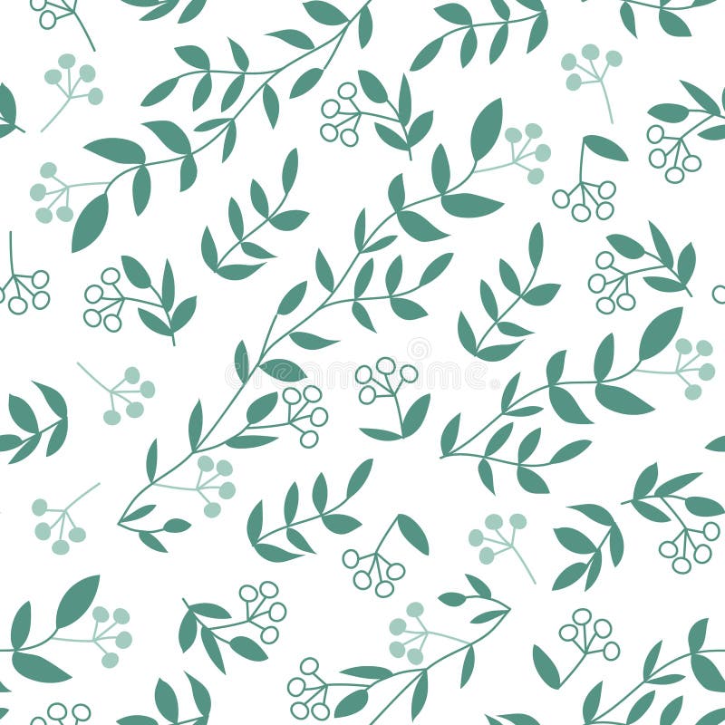 Botanical Seamless Pattern. a Tree Branch with Leaves and Berries Stock ...