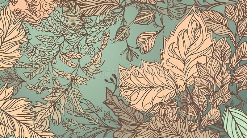 Botanical Seamless Pattern with Vintage Leaf Illustration for Textile ...