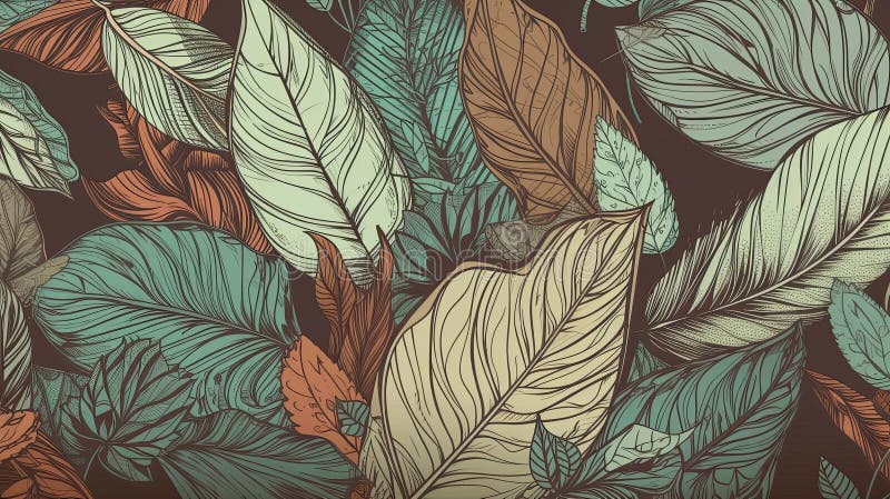 Botanical Seamless Pattern with Vintage Leaf Illustration for Textile ...