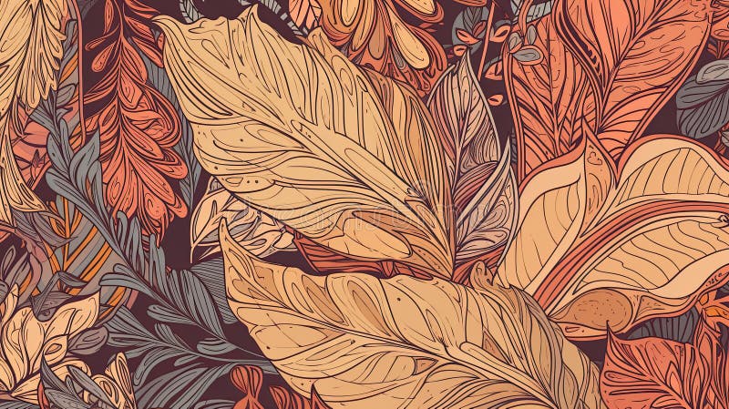 Botanical Seamless Pattern with Vintage Leaf Illustration for Textile ...