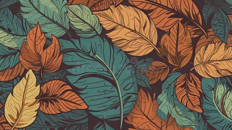 Botanical Seamless Pattern with Vintage Leaf Illustration for Textile ...
