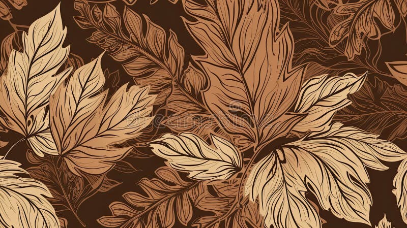 Botanical Seamless Pattern with Vintage Leaf Illustration for Textile ...