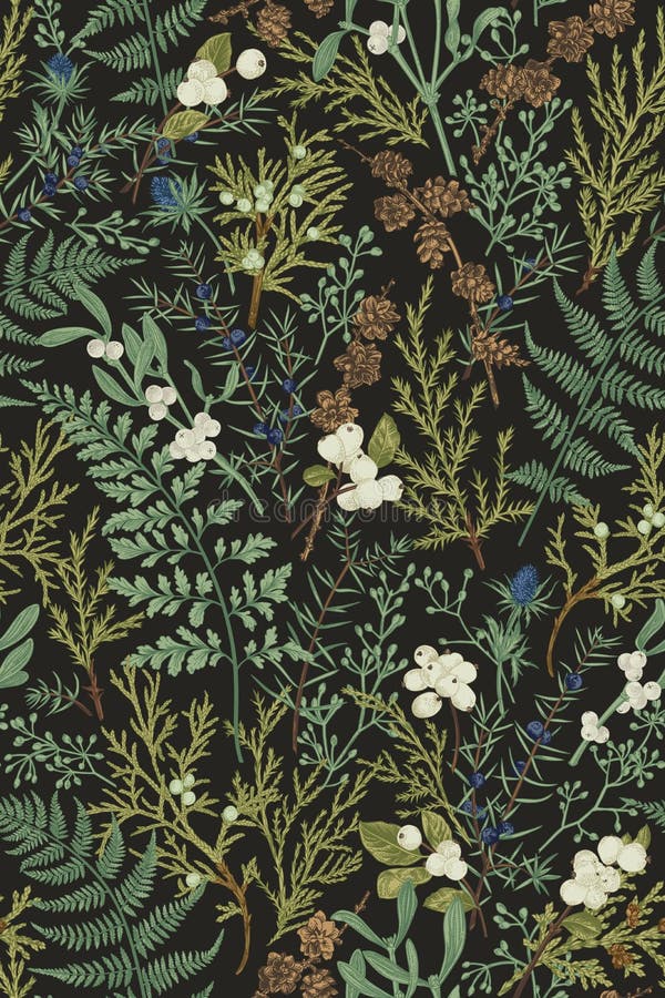 Botanical Seamless Pattern. Vintage Stock Illustration - Illustration ...