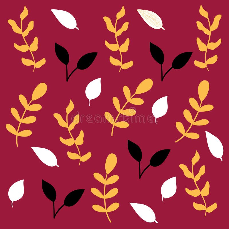 Botanical Set of Vector Wall Drawings. Floral and Leafy Pattern with ...